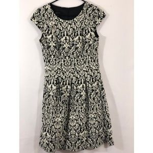 AB Studio | Dresses | Ab Studio Women Black Dress Printed Fit And Flare ...